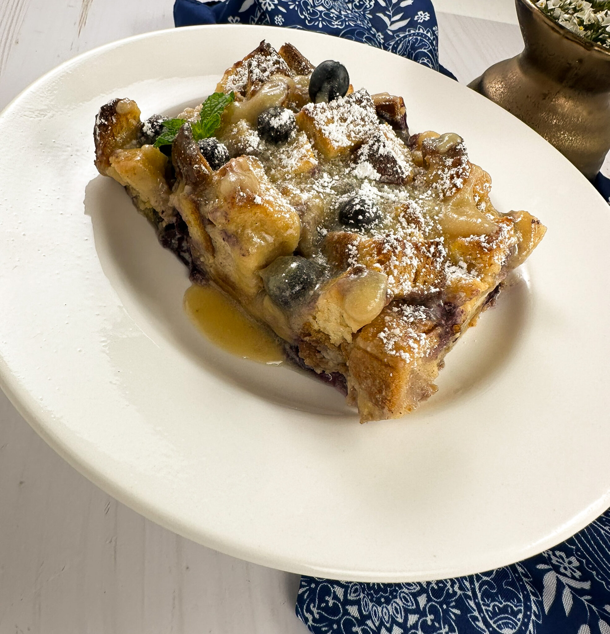 Louisiana Blueberry Bread Pudding - A Sprinkling of Cayenne