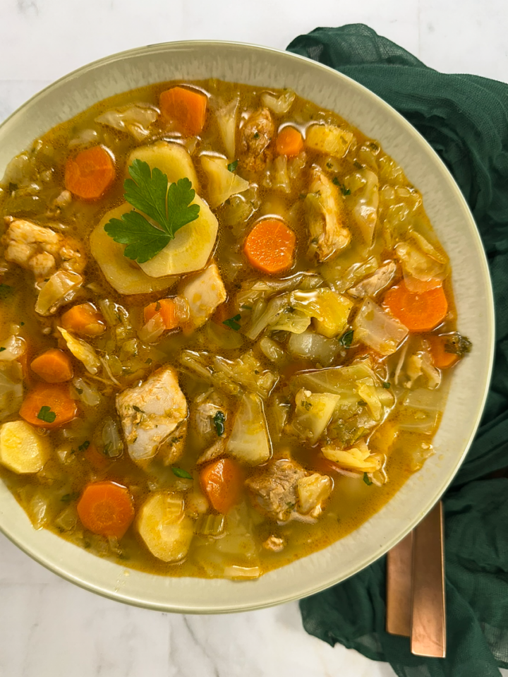 Chicken and Cabbage Soup with Carrots & Parsnips - A Sprinkling of Cayenne