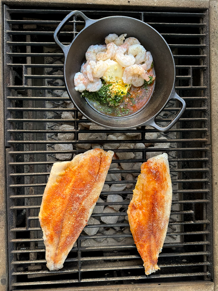 Grilled Redfish with Lemon Butter Shrimp Sauce - A Sprinkling of Cayenne
