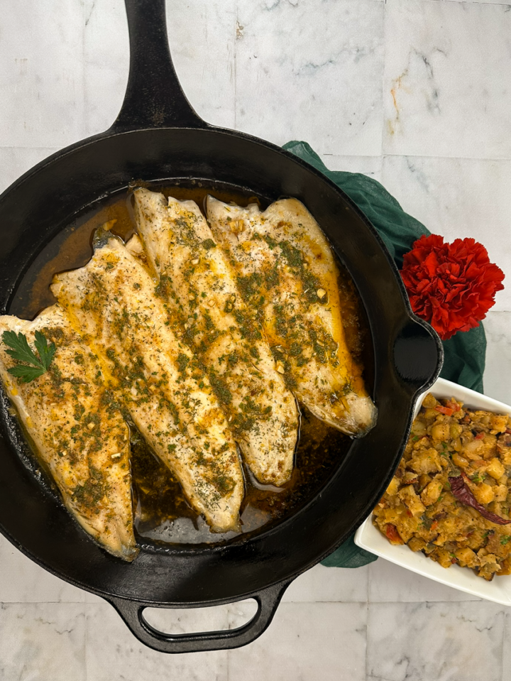 Baked Rainbow Trout with Cajun Garlic Butter Sauce - A Sprinkling of ...