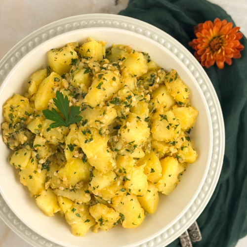 Parsley Potatoes in Buttery Garlic Sauce - A Sprinkling of Cayenne